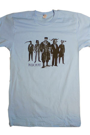 Animal Heads Tee (Light Blue) T-Shirt - Passion Pit T-Shirts - Online ...